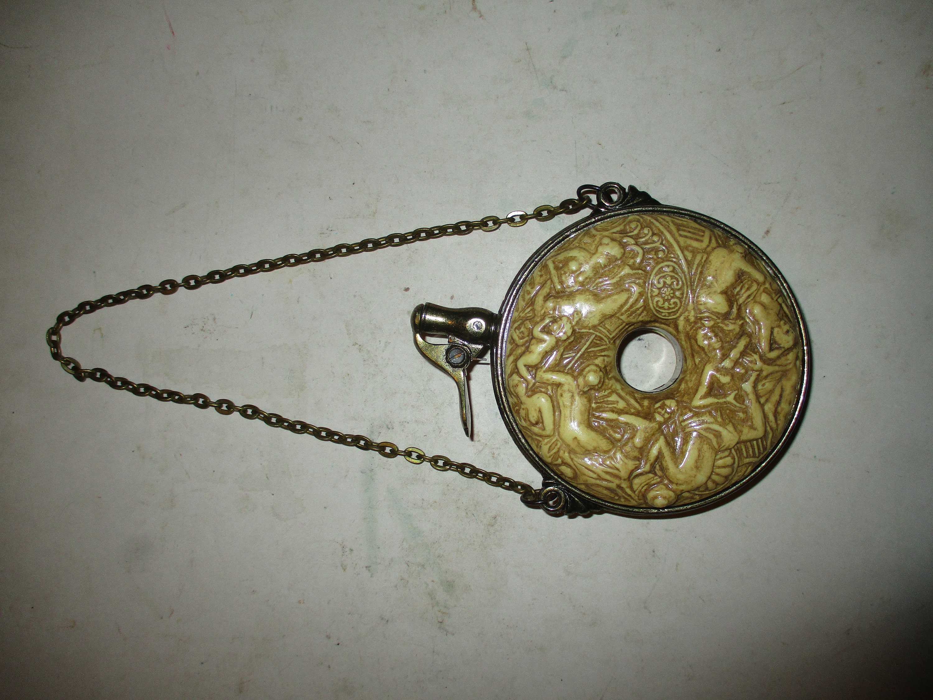Antique French Powder Horn Repro - Rare and Unusual 4.25" Doughnut ...