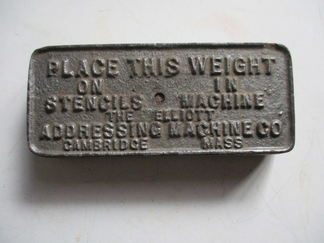 Elliott Addressing Machine Stencil Weight 4.5 X 2 X .75 Antique ...