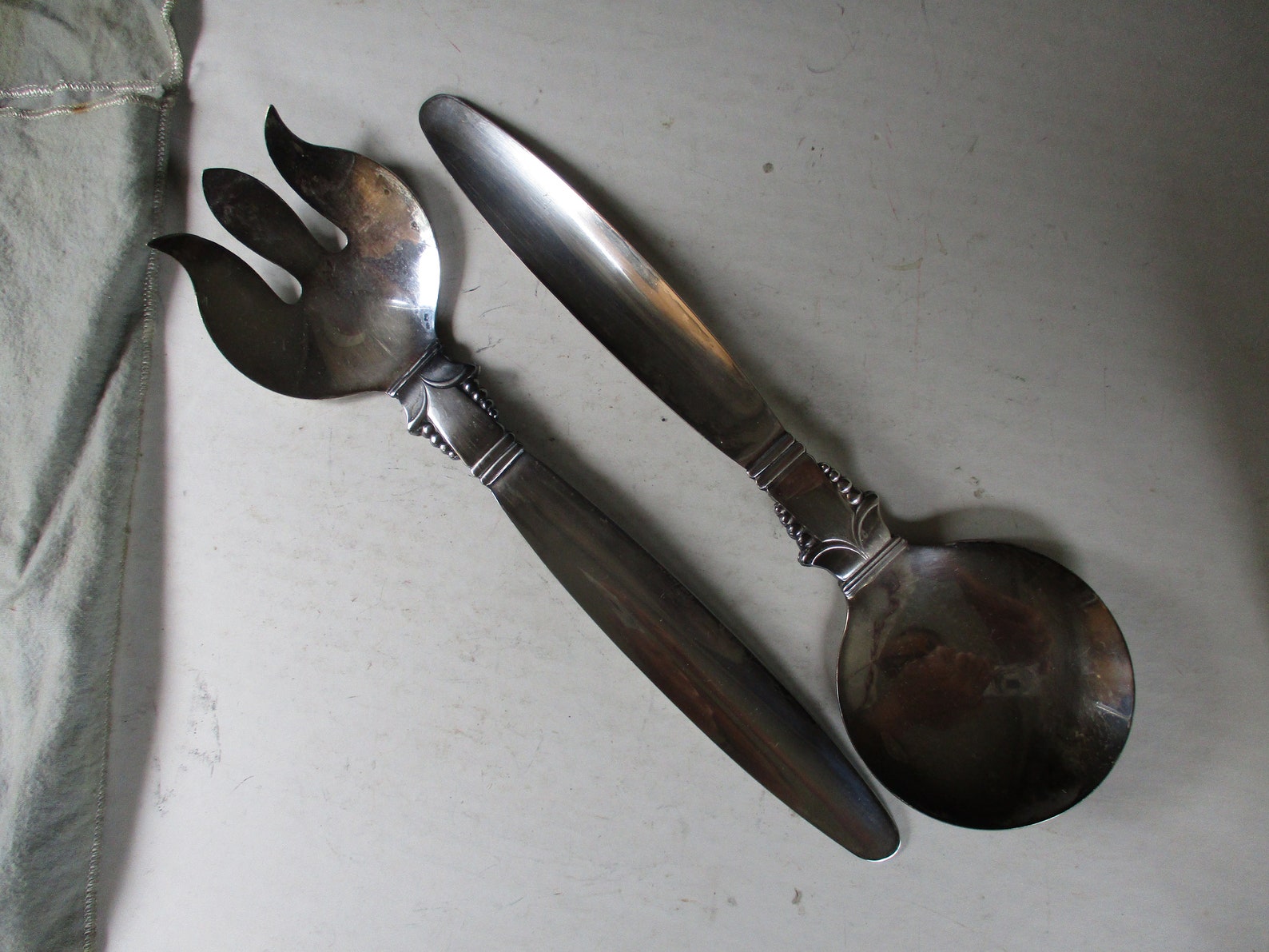 Silverplate Serving Spoon and Fork Set Art Deco Flower Bud - Etsy