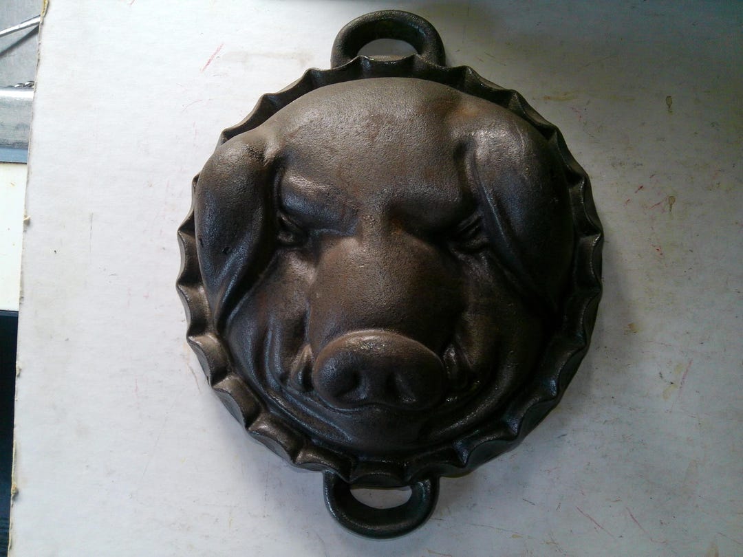 Cast Iron Pigs Head Pan - Unusual Baking Pan 8.5" Diam. X 3" Deep for ...