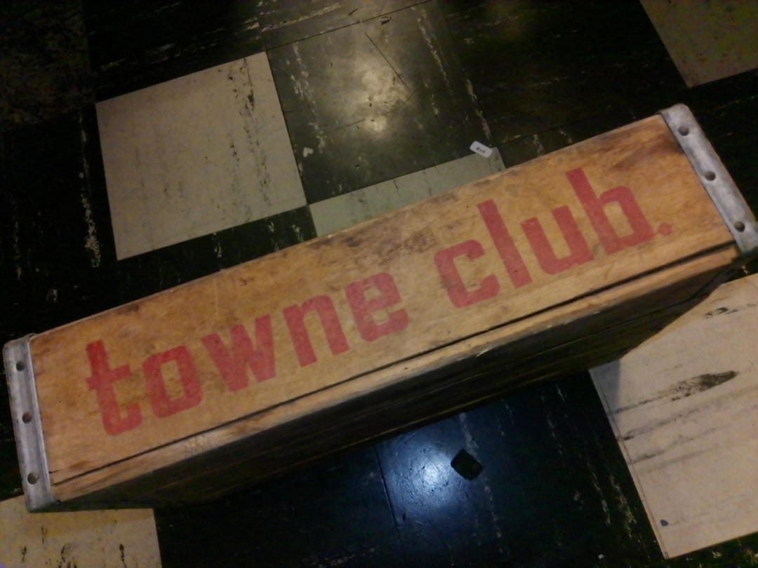Towne Club Soda Pop Crate - Red Paint on Wood - UNSECTIONED - 17.5" X ...