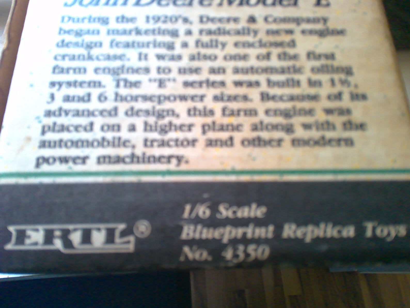 John Deere Model E Engine - 1/6 Scale Diecast ERTL Replica Farm Machine ...