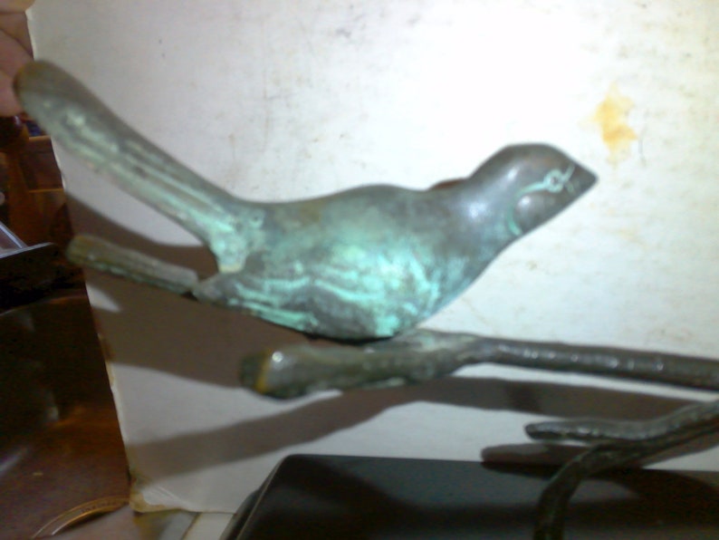 Bronze Tree Branch and 4 Birds Natural Decor - Cast Bronze on Wood Base ...