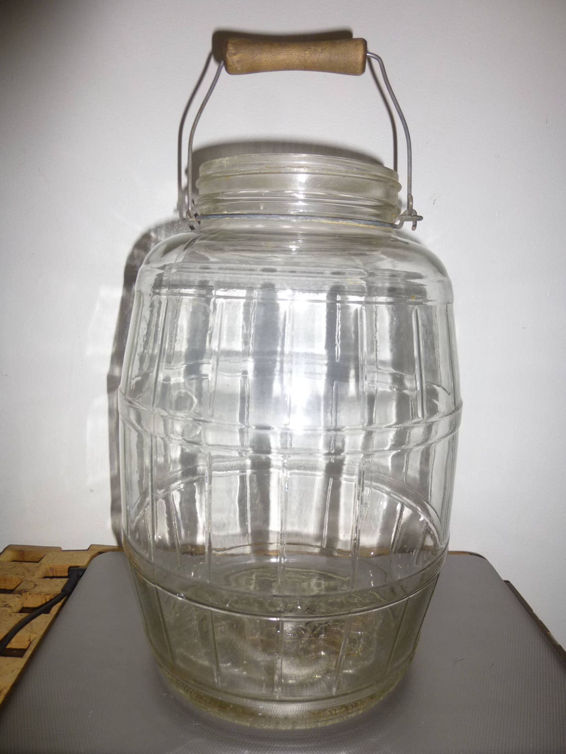 Glass Barrel 13 high 8 wide with wire handle | Etsy