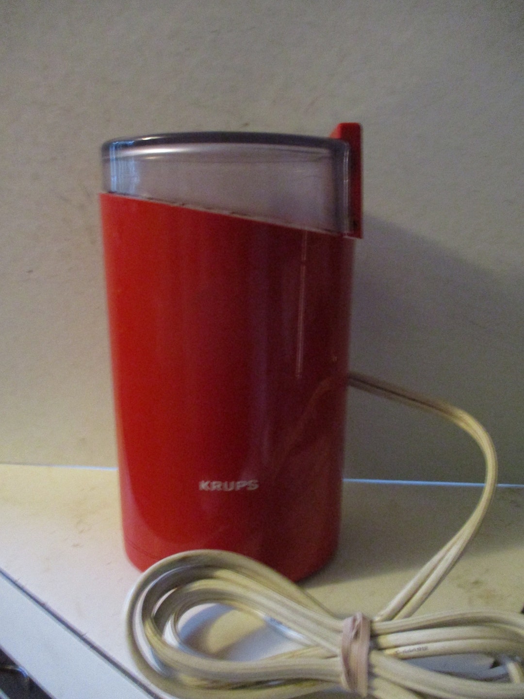 Red Krups 203 Coffee Grinder 7.75 High 4 Oval 2 Piece Form in Excellent ...