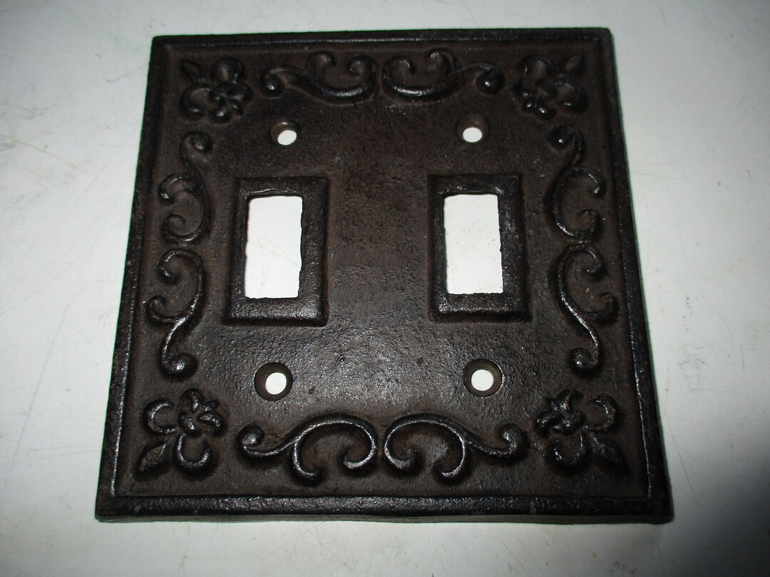 Cast Iron Switch Plate - DOUBLE Switch Victorian Art Nouveau REPRO ...