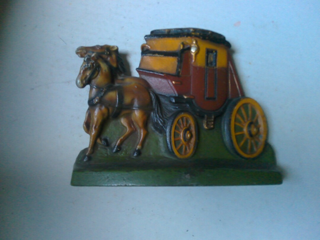 Stagecoach Style Bookend or Doorstop - 6.5" High X 8.5" X 2" Painted ...