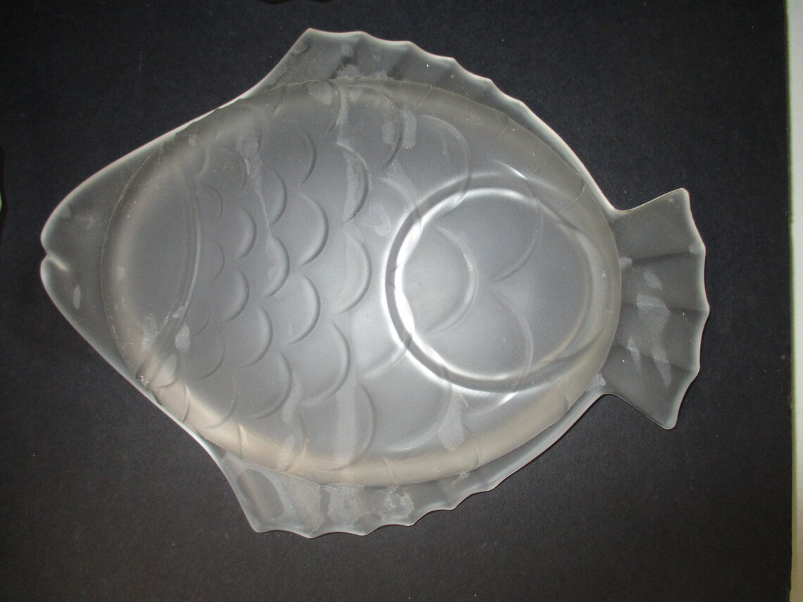 Fish Shaped Snack/appetizer Plates - Set of 6 Frosted Glass Forms With ...