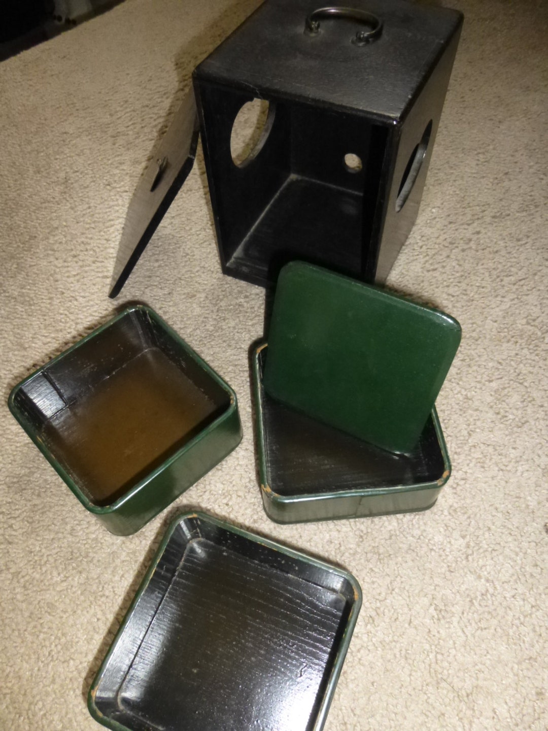 Funky and Elegant Bento Box Jubako Stack Wood Carrying Case With Brass ...