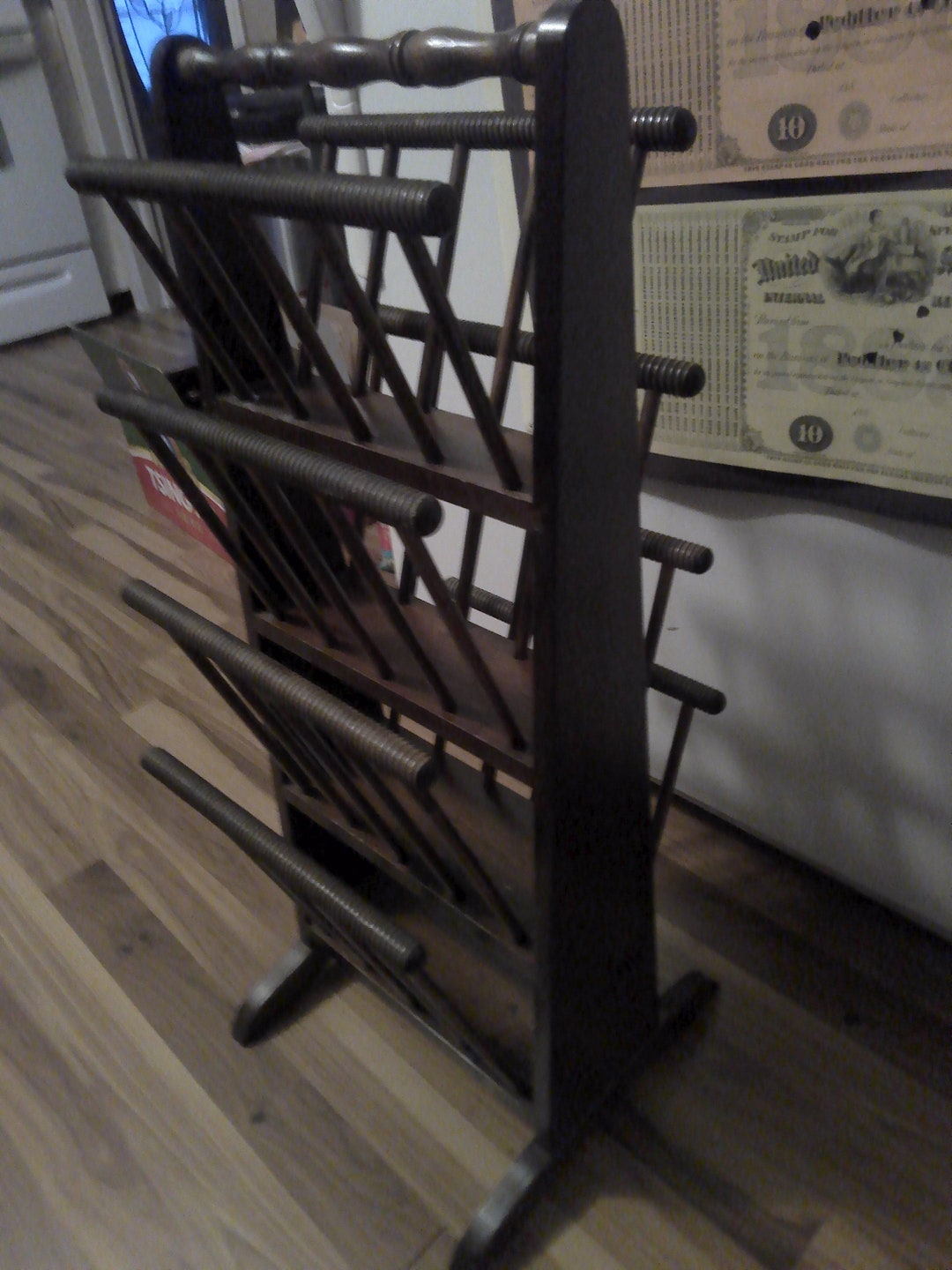 Antique Magazine Rack 4 Level Turned Wood Spindle Form 30" High X 12" X ...
