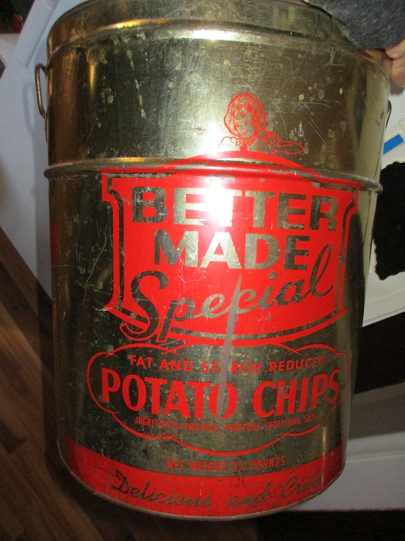 Potato Chip Tin Cans LARGE - Better Made Special/kuehmanns/charles ...