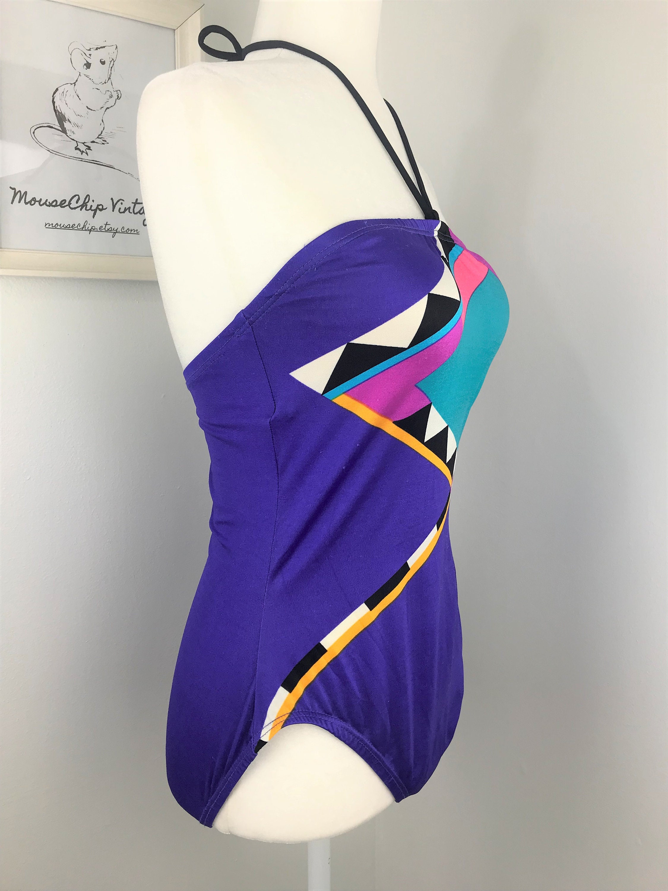 Vintage Late 80s-early 90s Speedo Bright Graphic One-piece Bandeau ...