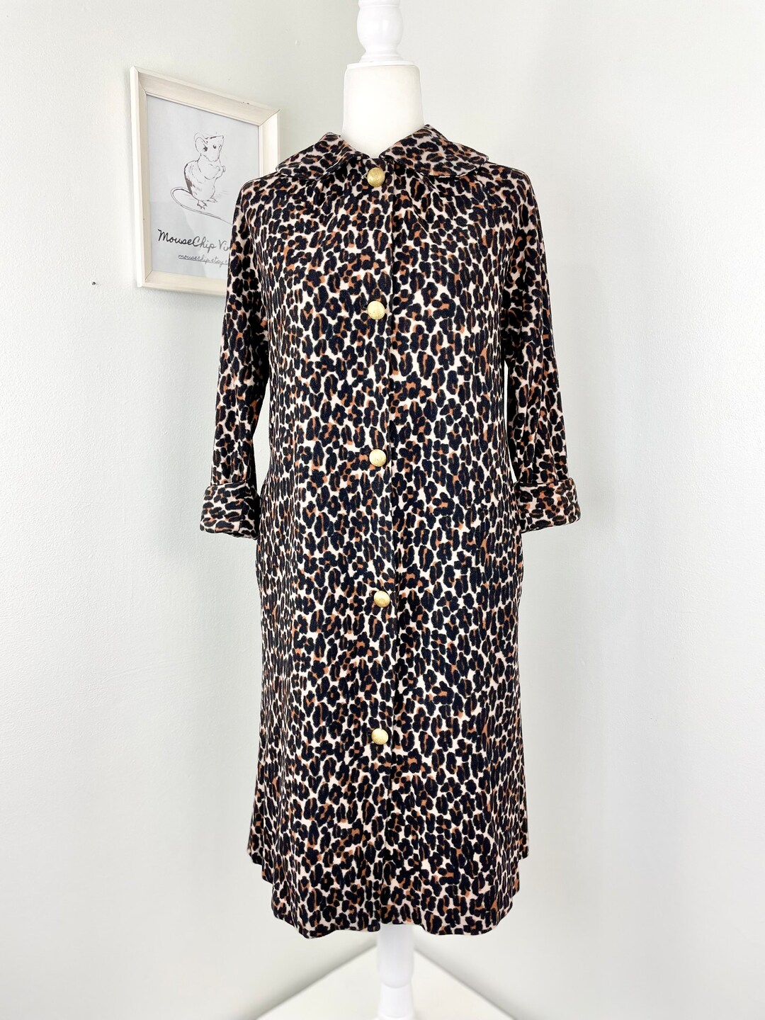 Vintage 1960s Leopard Print Housecoat Robe With Gold Buttons - Etsy