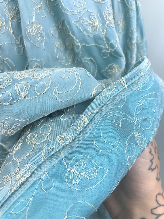 Vintage 1950s Ice Blue Iridescent Sharkskin Metallic … - Gem