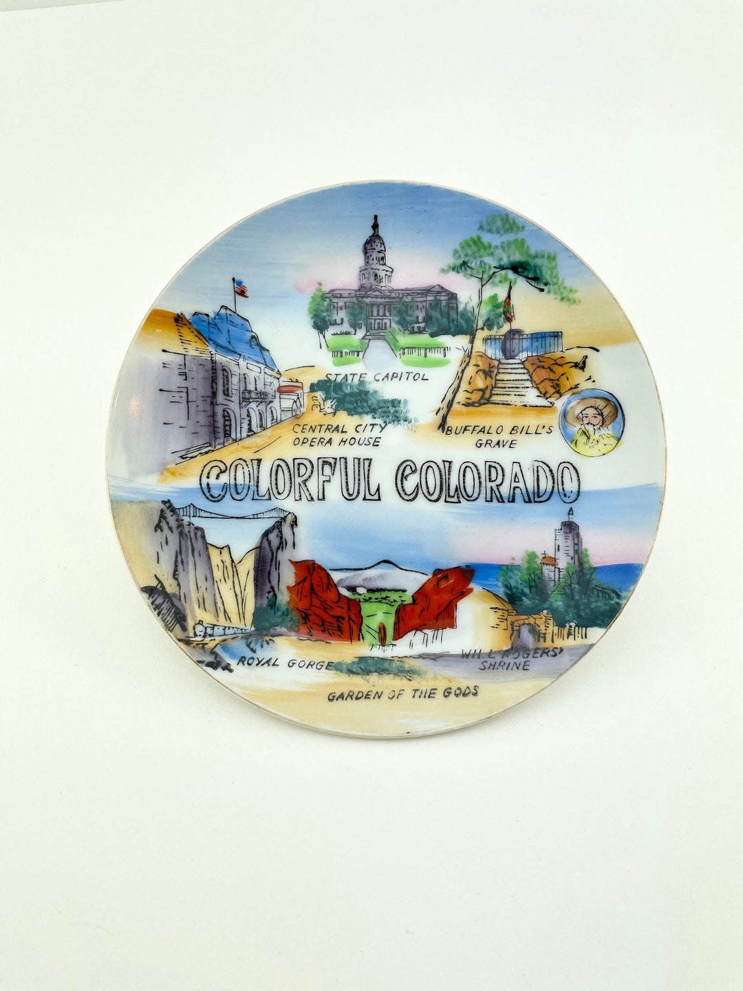 Vintage 1950s Hand Painted Souvenir Plate State of Colorado - Etsy