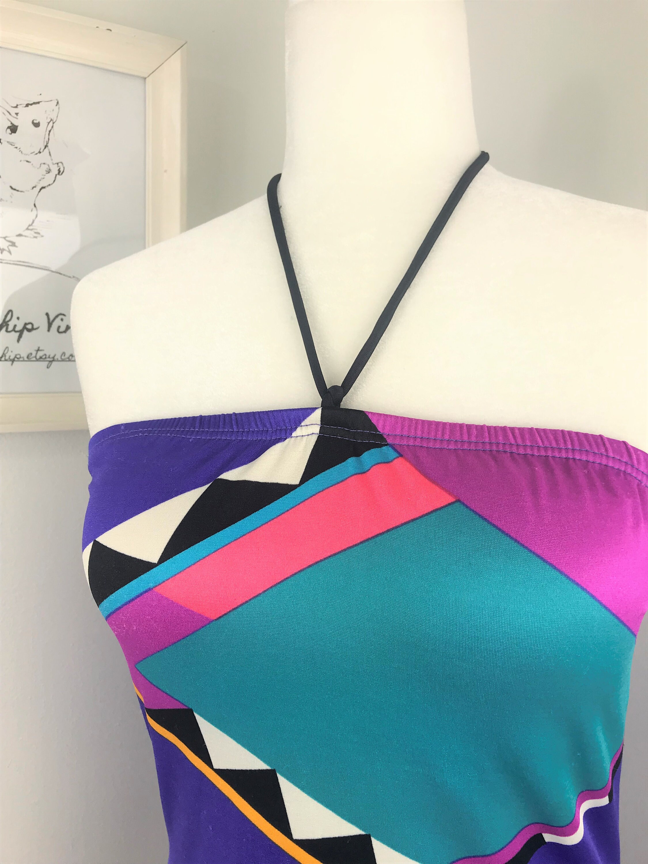 Vintage Late 80s-early 90s Speedo Bright Graphic One-piece Bandeau ...