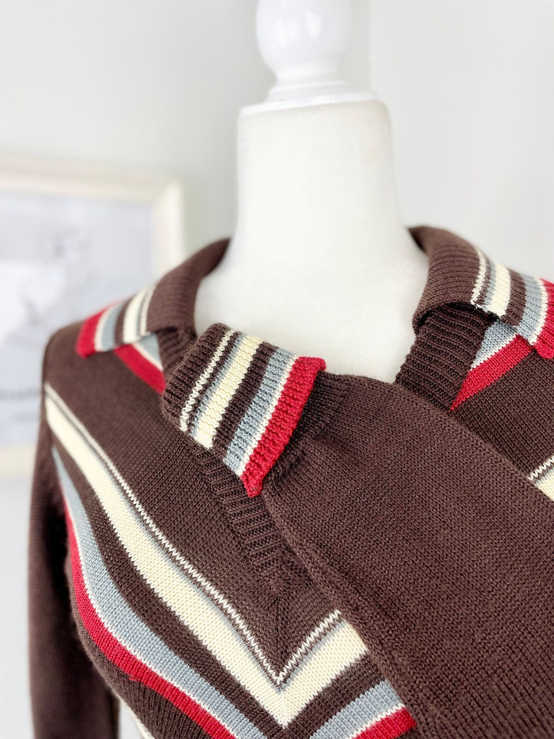 Vintage 1970s Ribbed Knit Wool Retro Striped Sweater Dress - Etsy