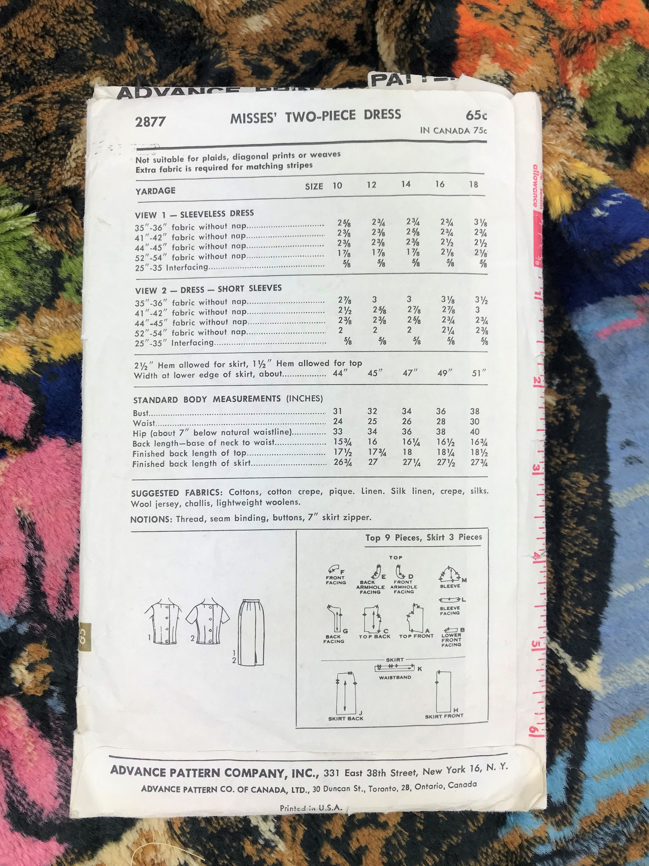 Vintage 1950-1960s Advance Two Piece Button Back Shell Top and Pencil ...