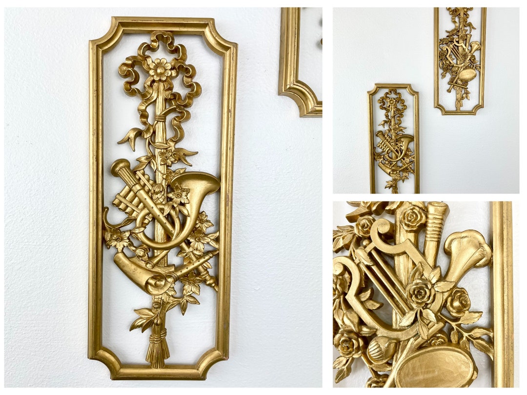 Vintage 1960s Syroco Hollywood Regency Wall Decor Plaques Set With ...