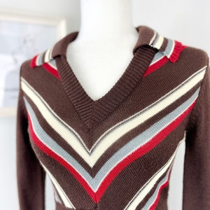 Vintage 1970s Ribbed Knit Wool Retro Striped Sweater Dress - Etsy
