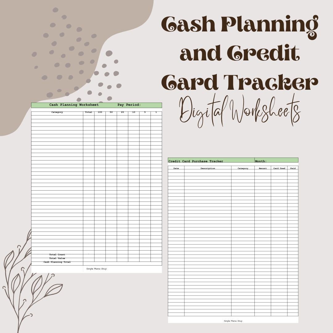 Credit Card Tracker and Cash Planning Worksheet | Digital ONLY - Etsy