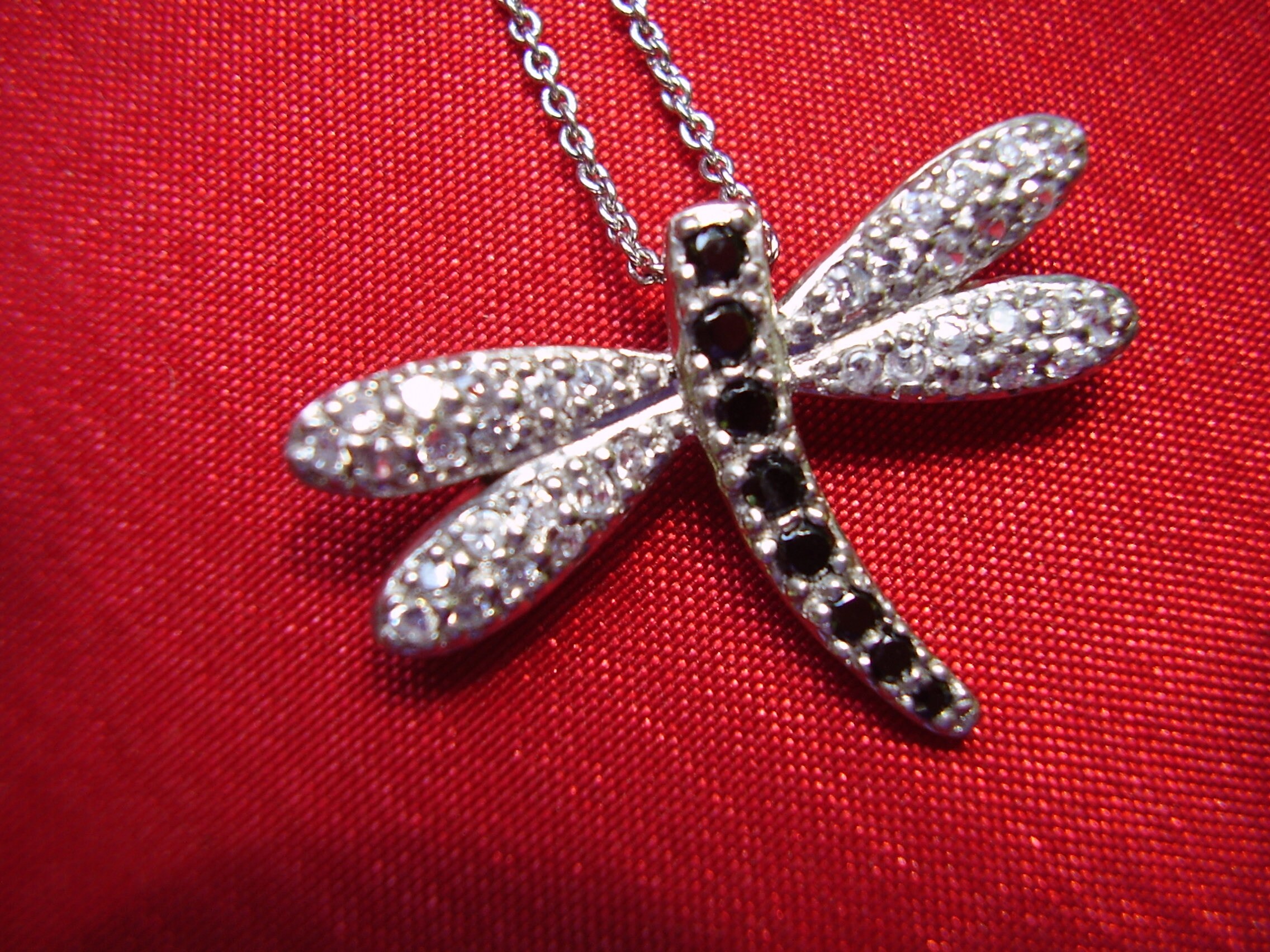 Vintage Sterling Silver Black and White Czs Dragon Fly Vintage Sterling Silver Black and White Czs Dragon Fly