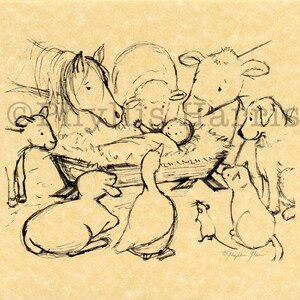 Wall Art Print - Vintage Manger Sketch - Etsy