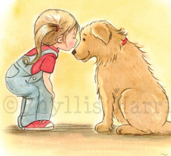 Children's Wall Art Print First Love Illustration | Etsy