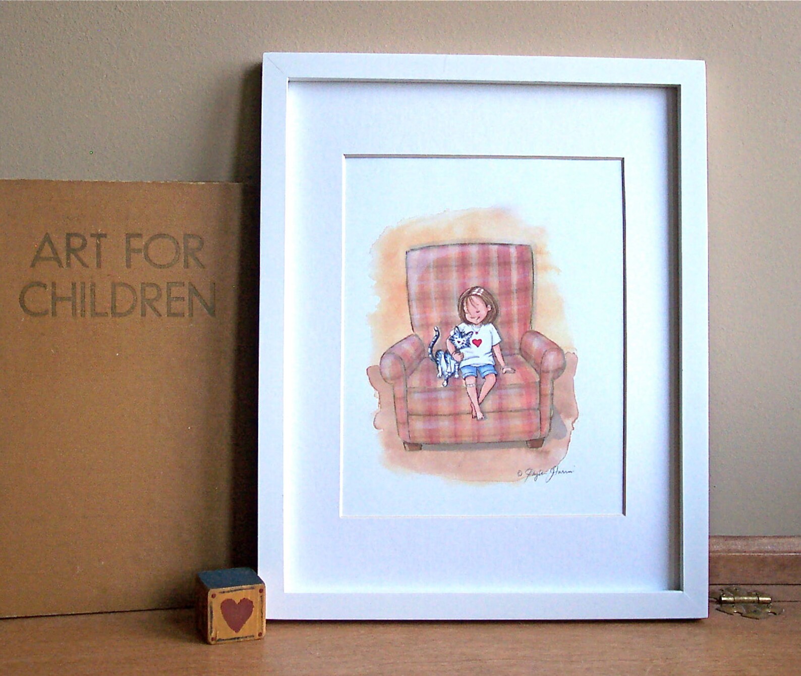 Children's Wall Art Print - Lean on Me - Little Girl With Cat ...