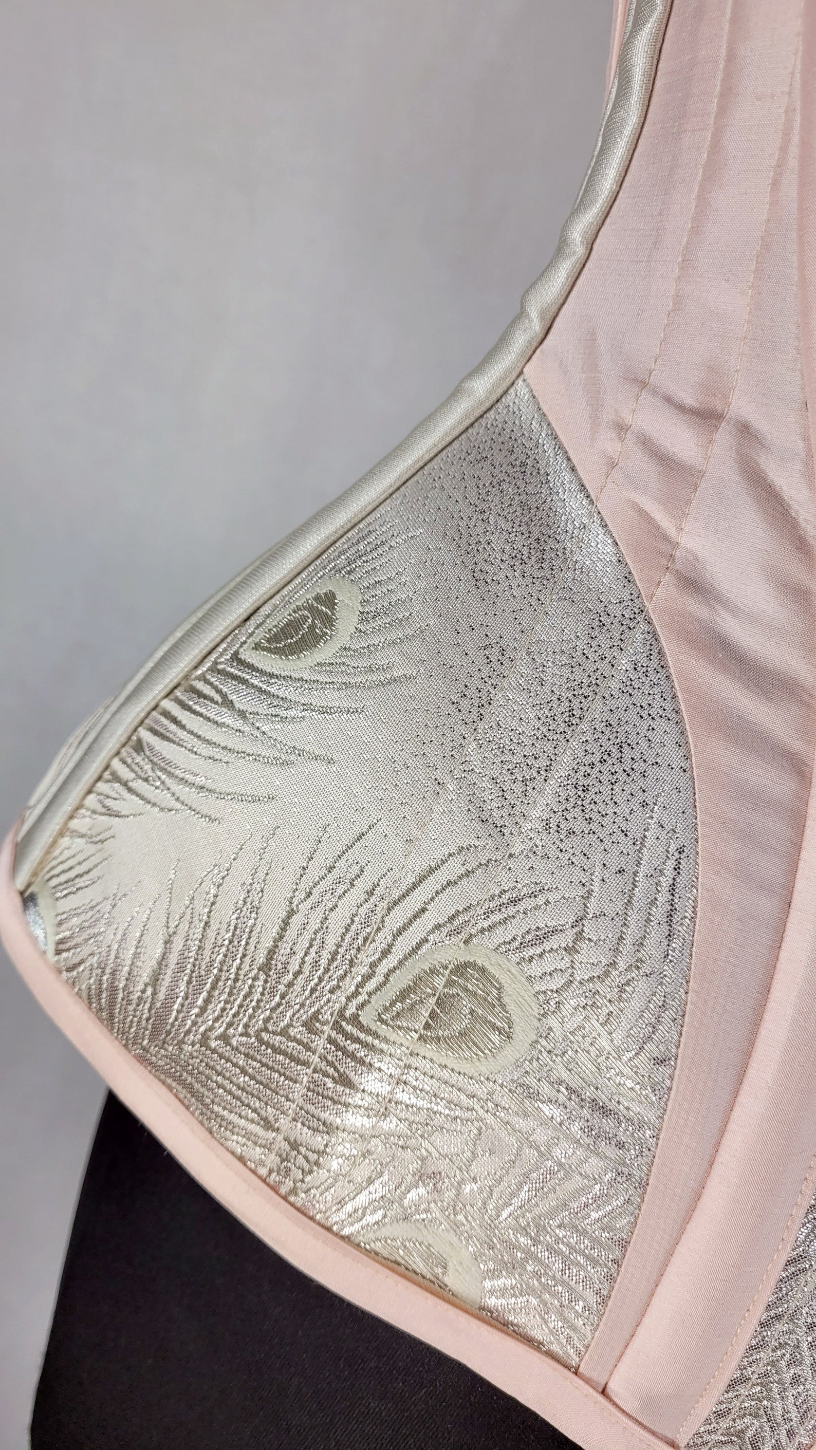 26 Inch Metallic Silver Repurposed Japanese Vintage Obi Silk Steel ...