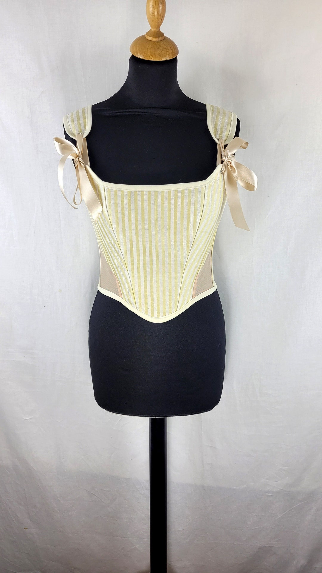 Yellow Candystripe Silk Steel Boned Bustier Modern Renaissance Stays ...