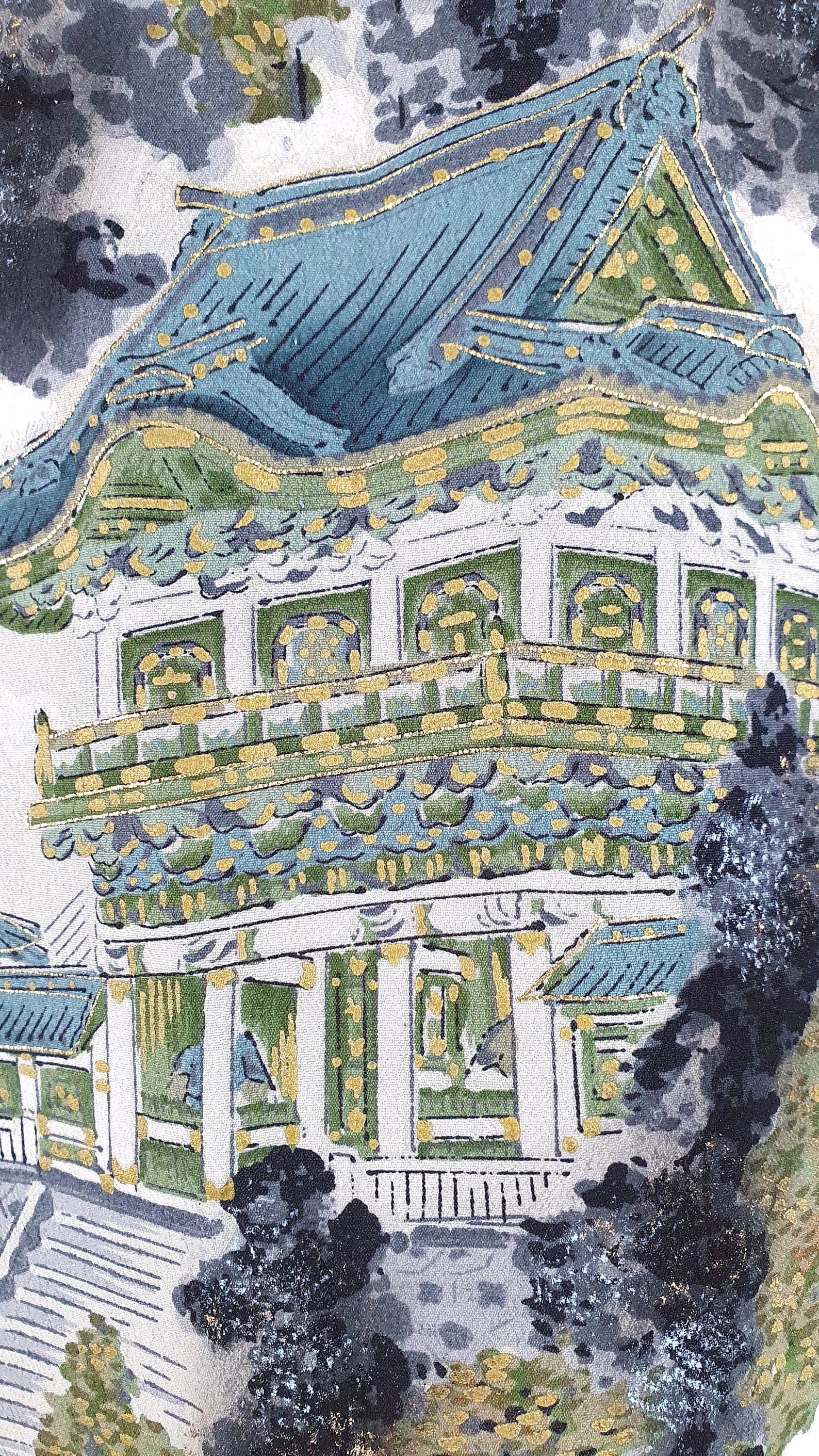 Cornflower Blue Jinken 1970's Vintage Zen Temple Scene - Etsy