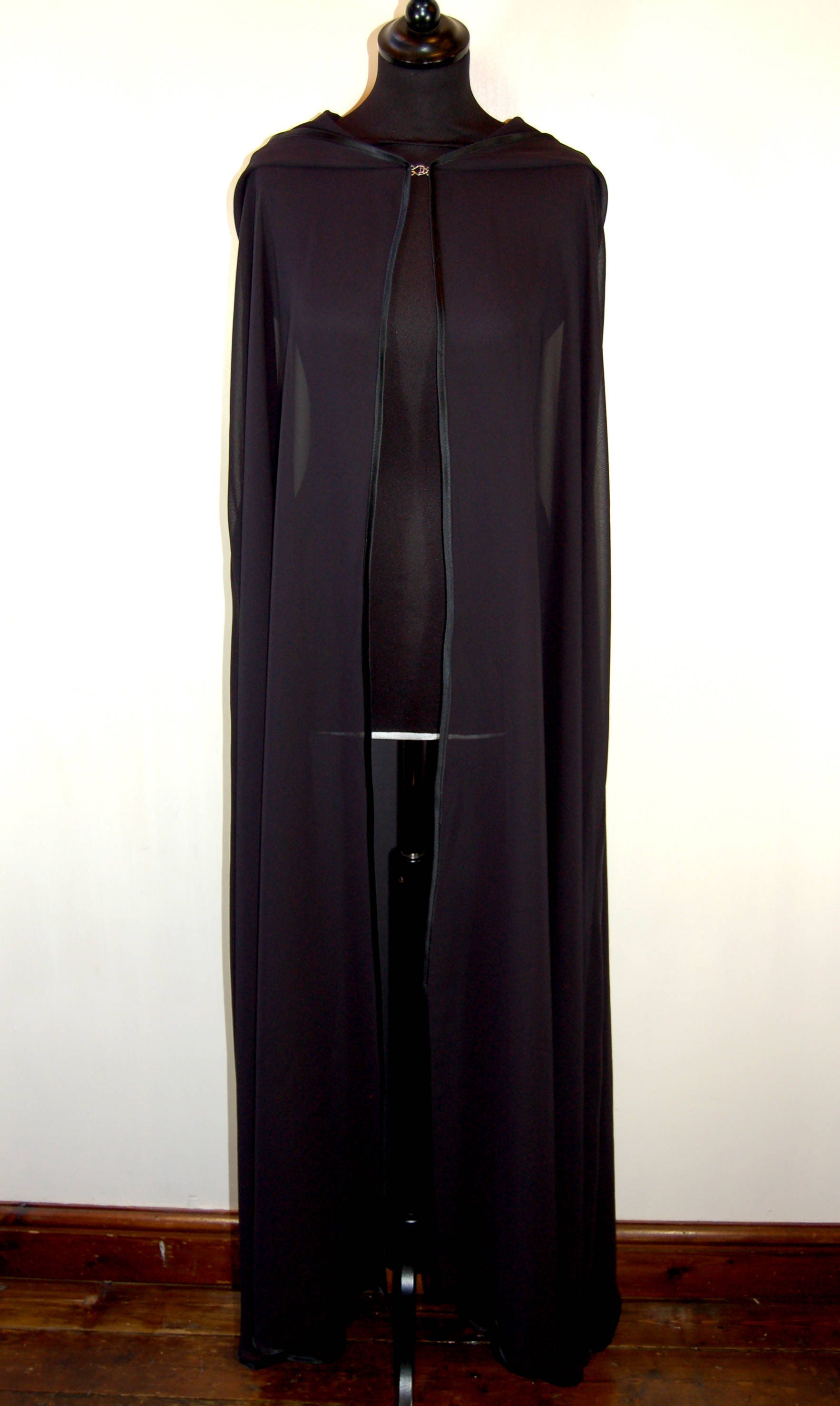 Black Sheer Chiffon Hooded Gothic Cape - Etsy