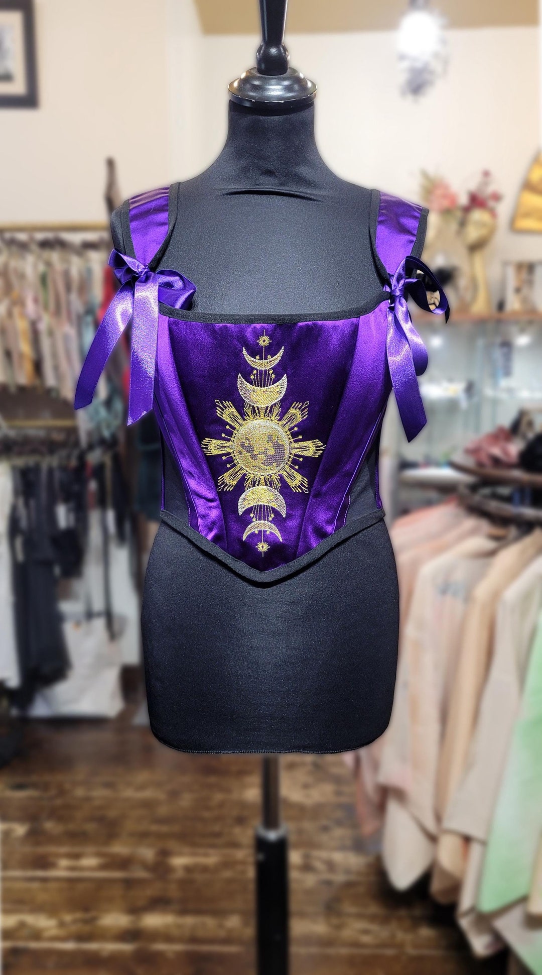 Cadburys Purple Duchess Silk Fabric Steel Boned Bustier With ...