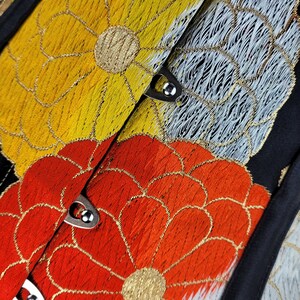 26 Inch Black Obi Silk Fabric Underbust Corset With Chrysanthemum & Ivy ...