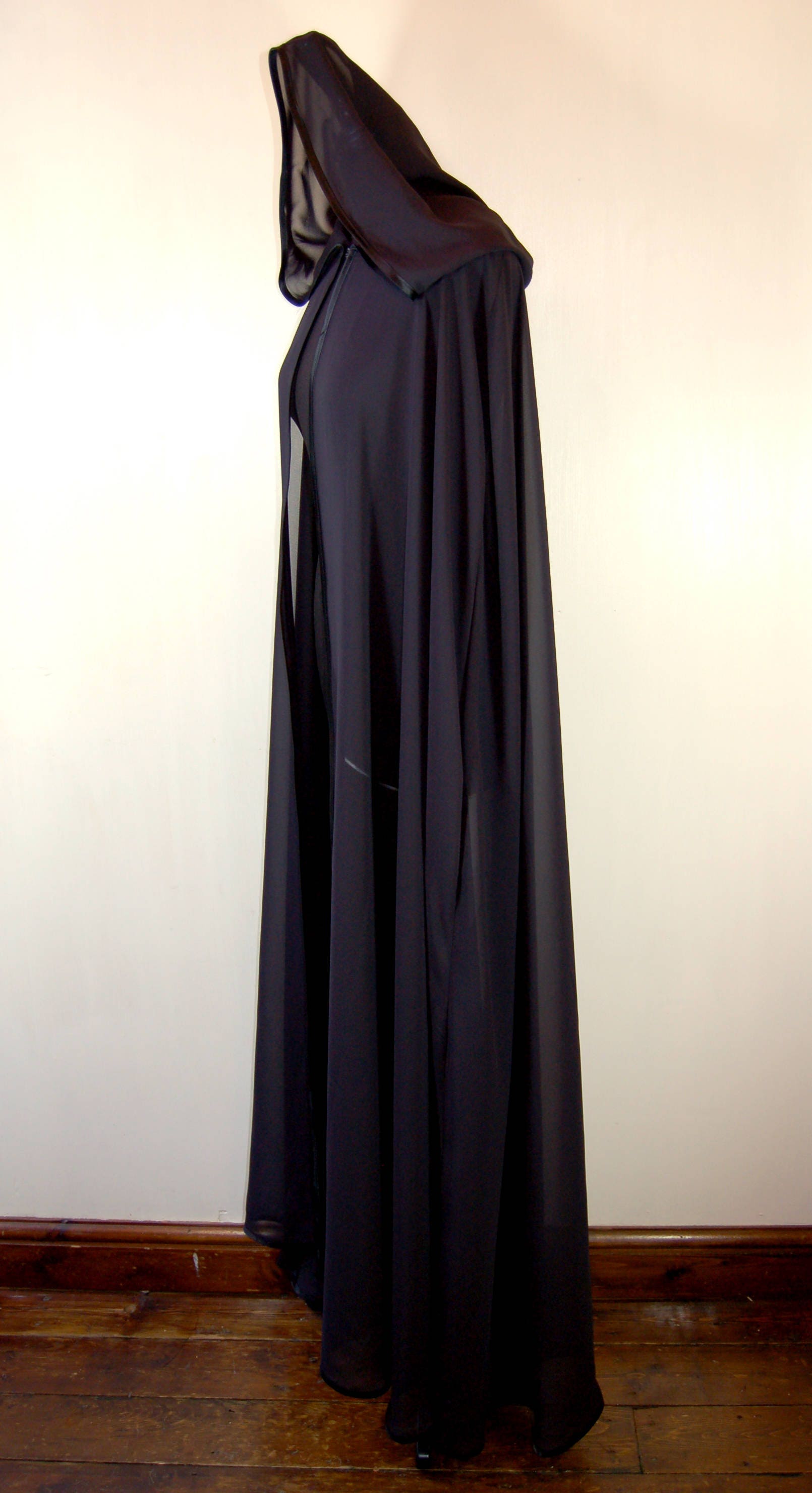Black Sheer Chiffon Hooded Gothic Cape - Etsy
