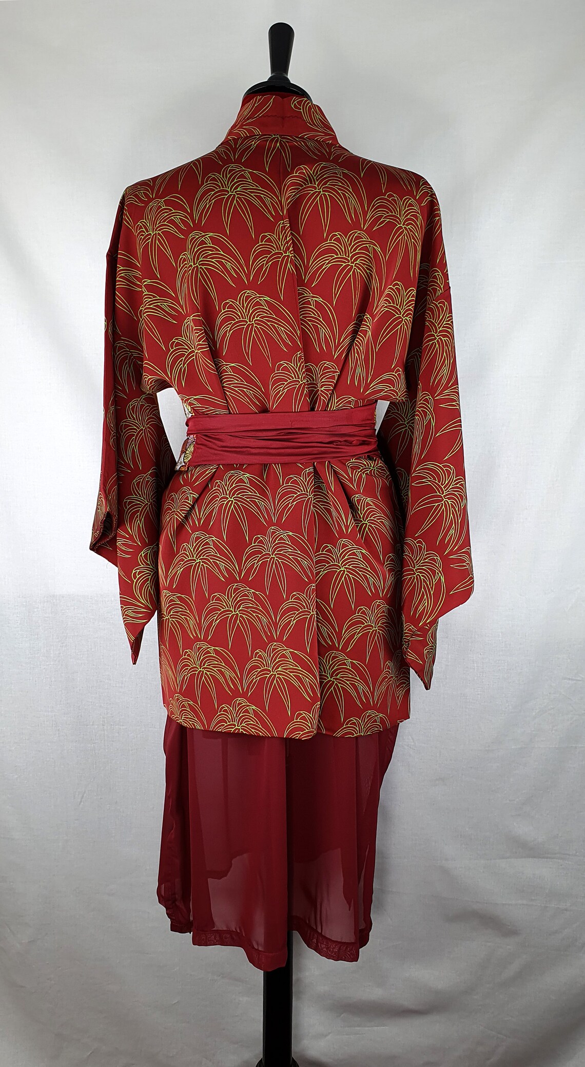 Upcycled Kimono Obi Red Urushi Lacquered Silk Chrysanthemum - Etsy