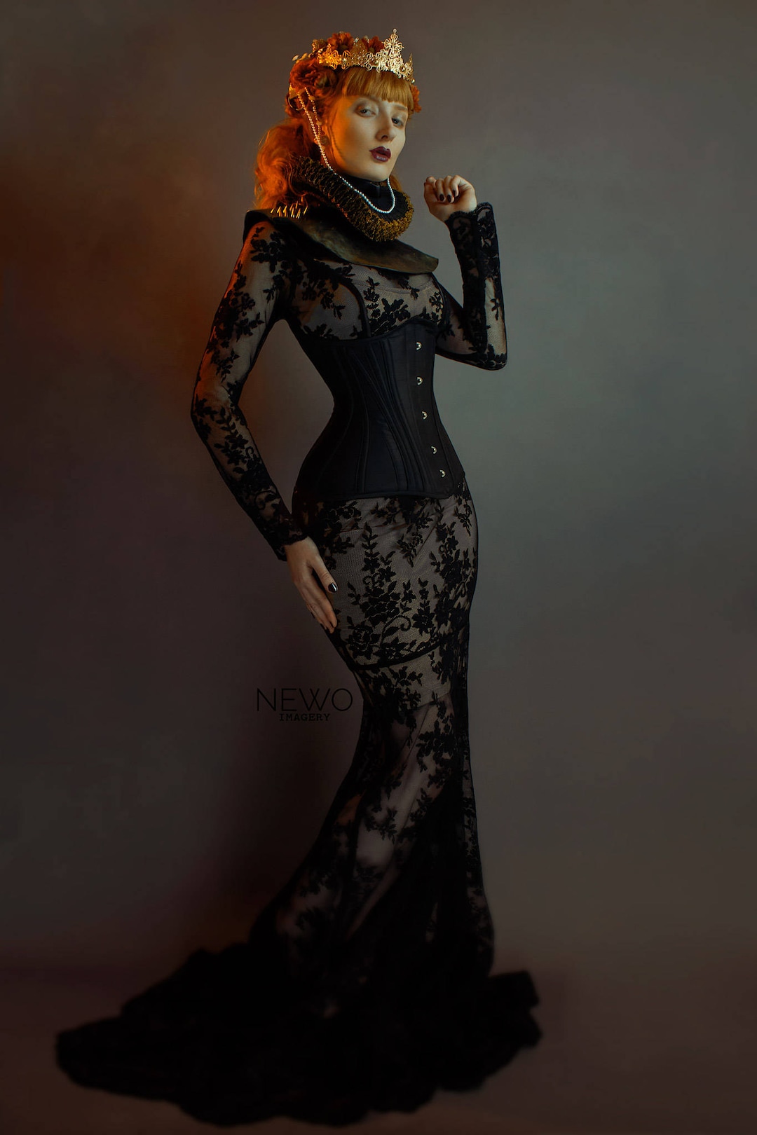 Black Faux Silk Hip Gore Fully Steel Boned Underbust Corset for Tight ...