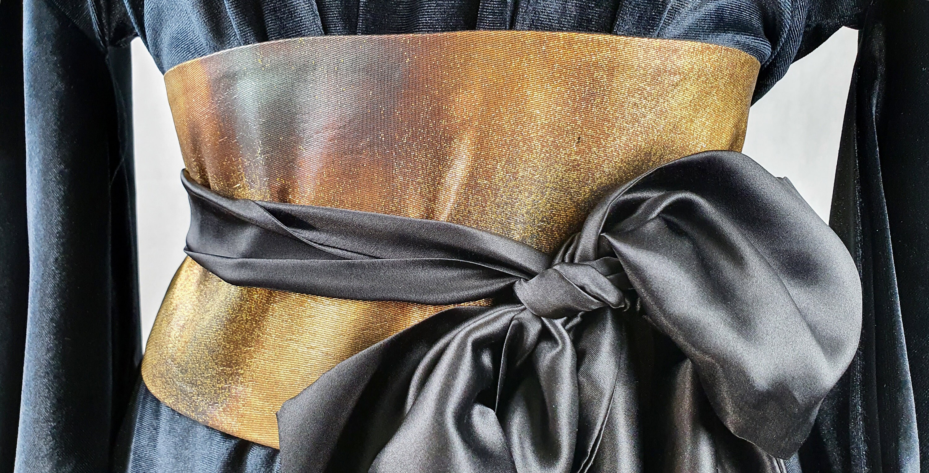 Upcycled Obi Metallic Gold Silk Cummerbund Belt - Etsy