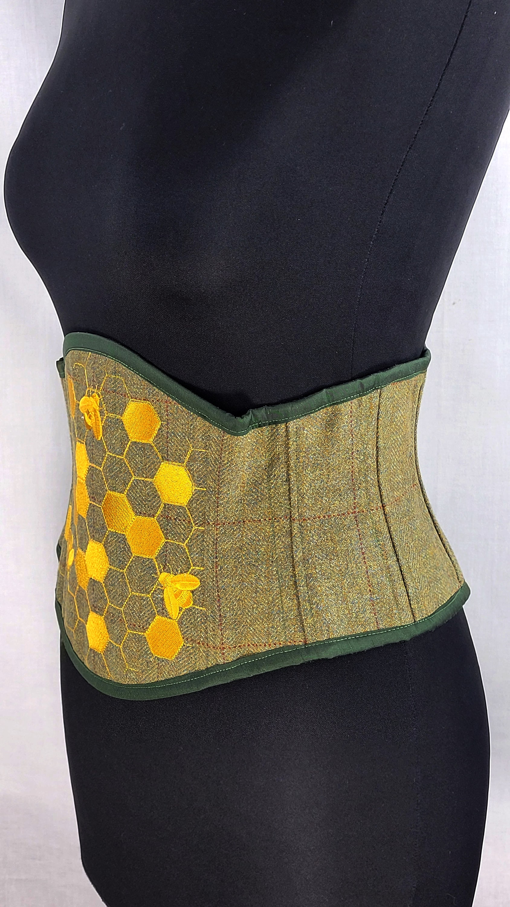 Moss Green Lancashire Tweed Waspie Corset With Bee Hive - Etsy
