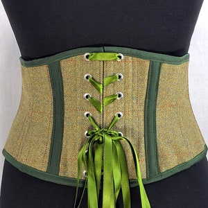 Moss Green Lancashire Tweed Waspie Corset With Bee Hive Embroidery ...