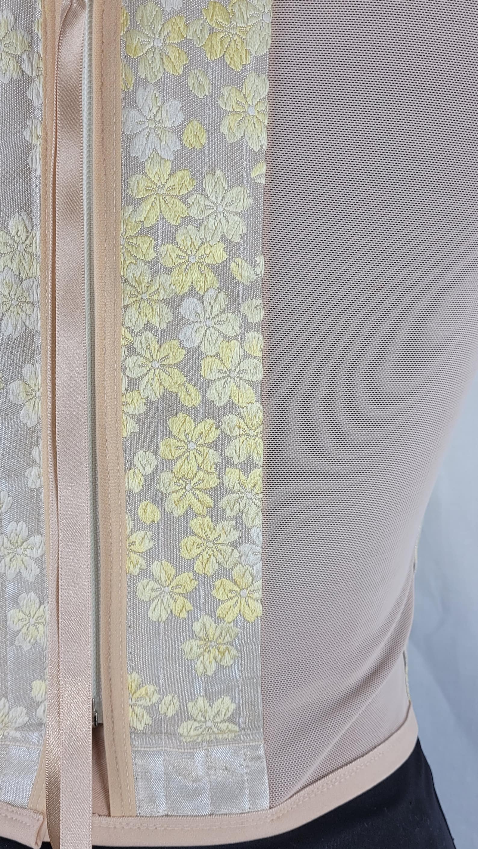 Pale Gold Woven Cherry Blossom & Butterfly Repurposed Obi Silk Steel ...