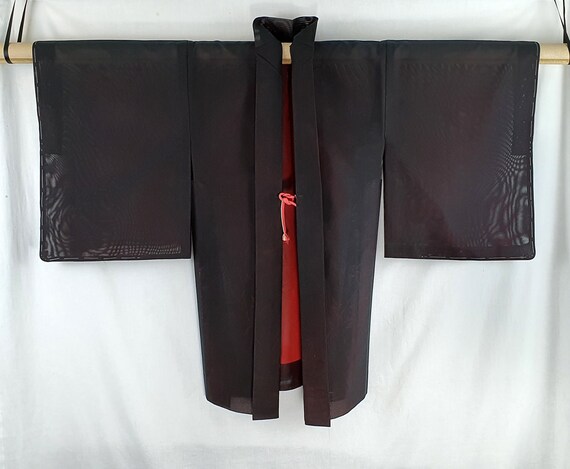 Black with Red Jinken 1970's Vintage with Woven Flowe… - Gem