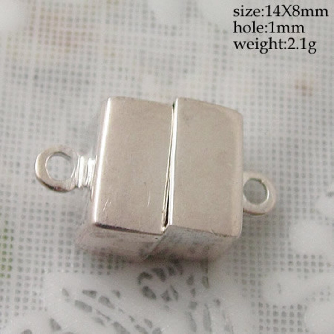 2pcs Sterling Silver Magnetic Clasp, Square, 1-strand,14x8mm,hole 1mm,2 ...