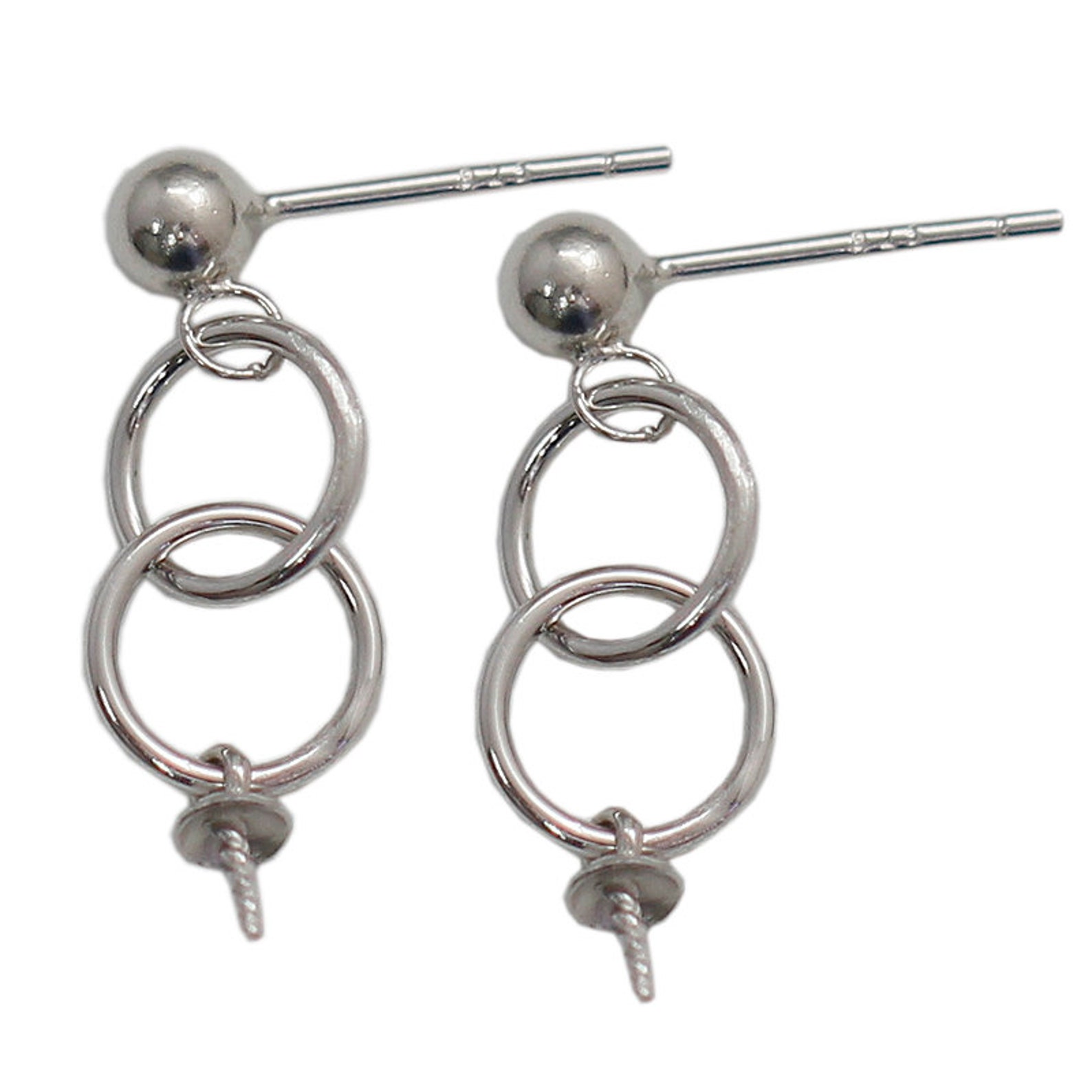 Sterling Silver Earring Stud Post with Peg for Half Drilled | Etsy