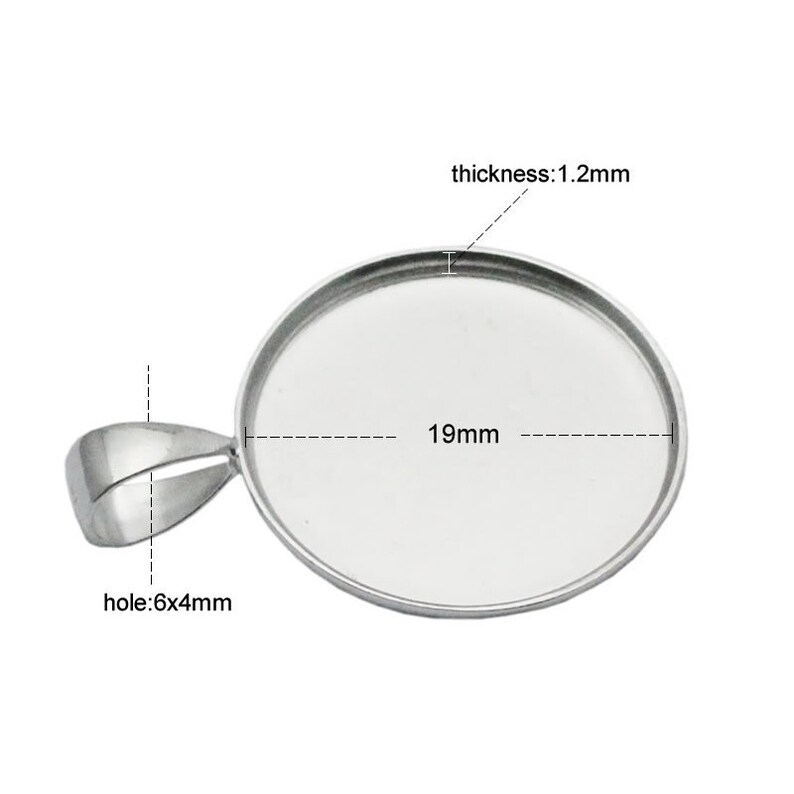 19mm Round Pendant Tray 925 Sterling Silver Circle Bezel - Etsy
