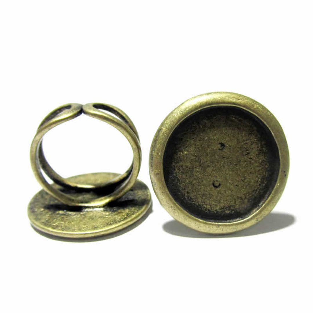 Brass Bezel Ring Base Cabochon Setting With 20mm Round Tray Adjustable ...