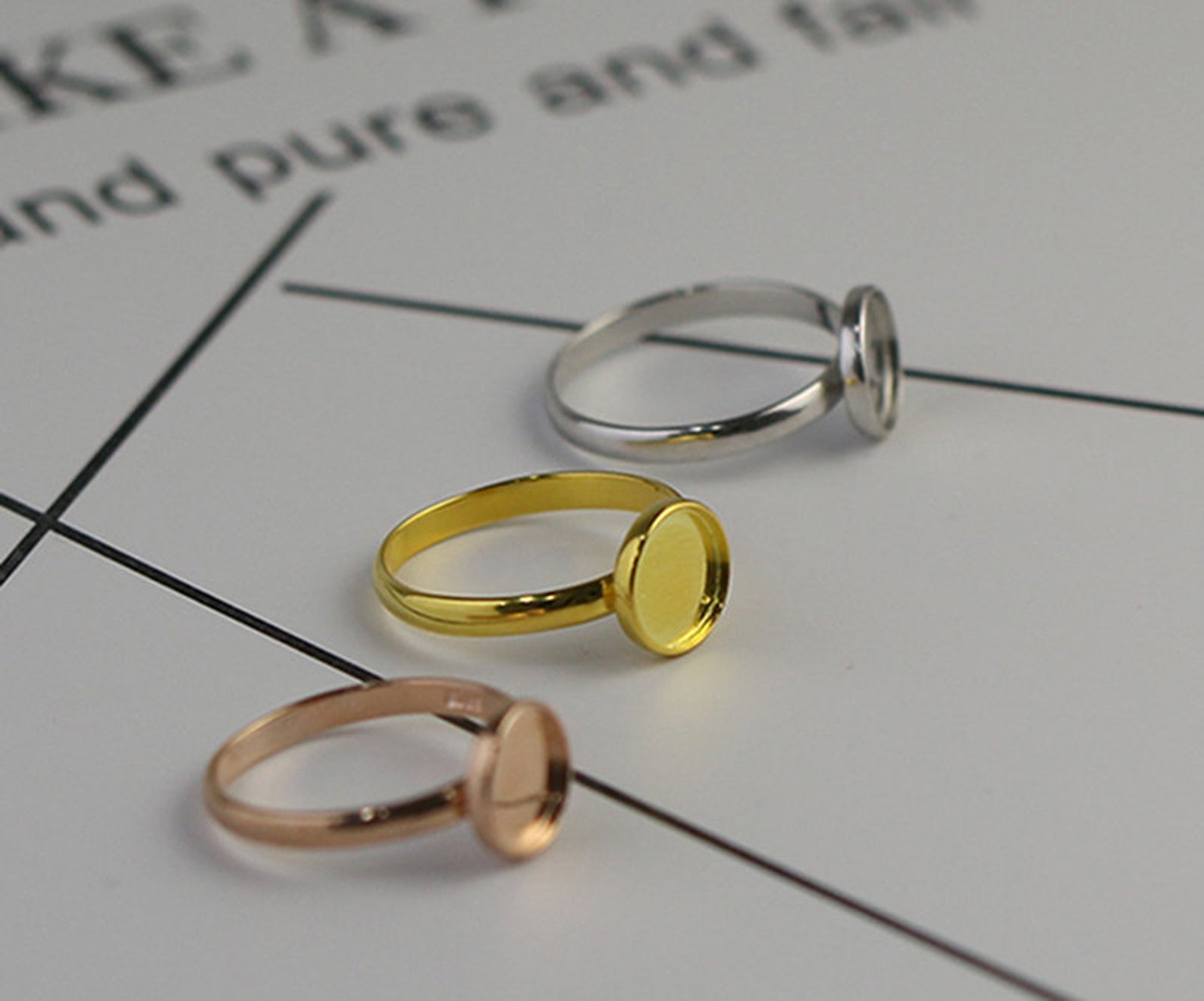 Round Bezel Blank Ring for Gluing or Setting Sterling Silver - Etsy