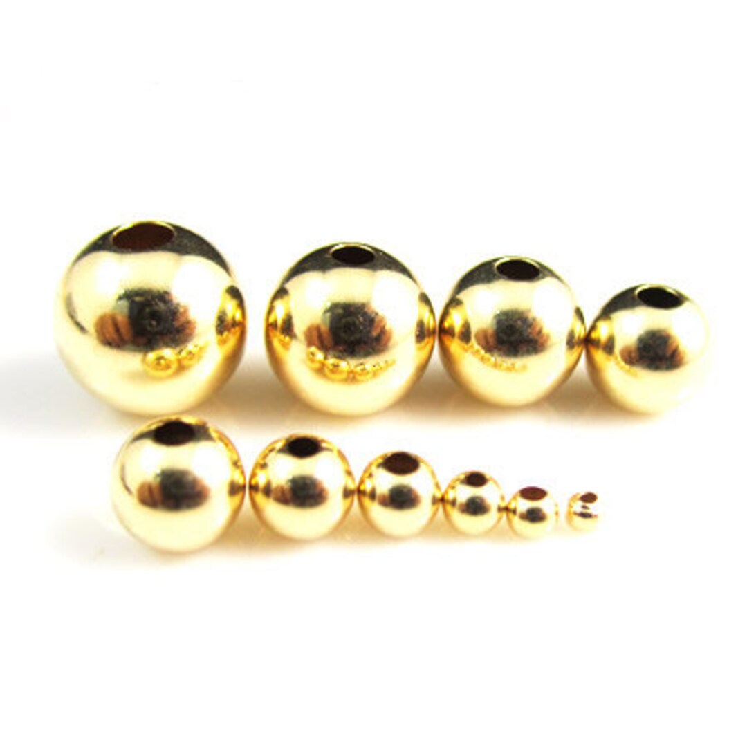 14K Gold Filled Round Spacer Beads Seamless Polished Smooth Round Bead ...
