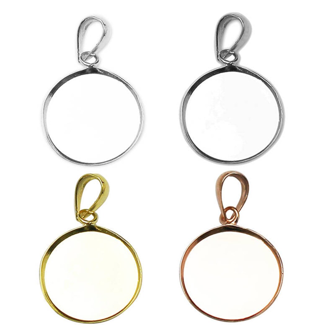 Pure 925 Sterling Silver Pendant Tray Round Bezel Pendant Blanks Silver ...
